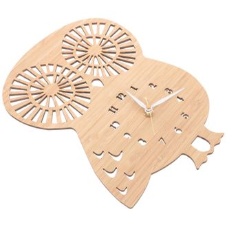 Holibanna Eulen Wanduhr Ger&auml;uschlos Bambus Stumme Uhr f&uuml;r Schlafzimmer Dekorative H&auml;ngende Wanduhr Geschenkidee f&uuml;r Freunde und Familie