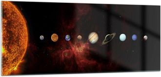 Arttor Panorama Bilder auf Glas 100x40cm Glasbild Sonnensystem Planeten Kosmos Groß Wanddeko Bild im Glas Schlafzimmer Küche Wandbilder Dekoration Wohnzimmer
