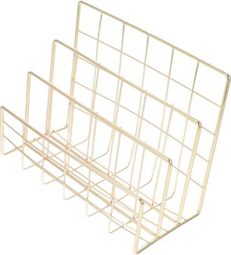 Aboofan Einfaches L-f&ouml;rmiges Dokumentenst&auml;nder Rack Aus Legierung Hellgoldenes Vertikales Metall Lagerregal F&uuml;r Schreibtisch Organizer Multifunktional F&uuml;r B&uuml;r