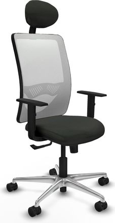 Piqueras y Crespo Schwarzer B&uuml;rostuhl Zulema mit 1D-Armlehnen, h&ouml;henverstellbarer Lendenwirbelst&uuml;tze und festem Kopfteil, ausgestattet mit Sincro 3 Positionen und Schne