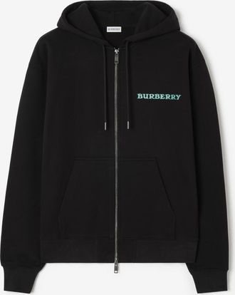 Burberry Hoodie zipp&eacute; en coton &agrave; logo H&eacute;ritage, Size: XXL