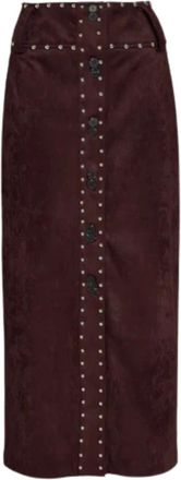 Weili Zheng Femme, Jupes, Rouge, Taille: 42 FR Longuette in Camoscio Borchie