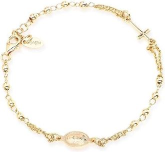 Amen Fatima Armband, (P) Rosary, PULSEIRA Gold PVD, 18 + 2 cm (vergoldete Kanten 2,5 mm), Prata 925 (3,50 g) BROG3F Marke, Einheitsgröße, Metall, Kein Edel