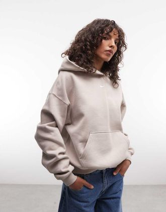 Nike sweat &agrave; capuche oversize en molleton mi-&eacute;pais couleur cr&egrave;me-Blanc