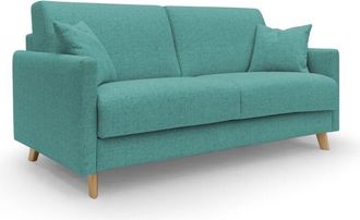 Divani.Store Edgar Schlafsofa aus wasserfestem felis Stoff T03 200 cm (mat. 160x197) aquamarin
