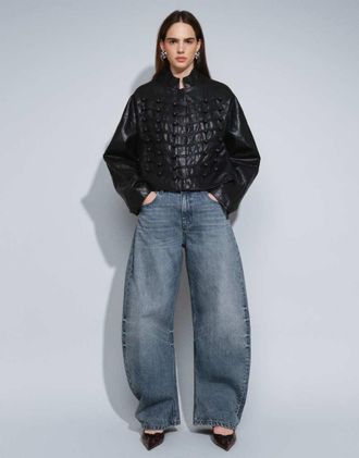 Topshop Jacke in Schwarz in Lederoptik