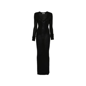 Entire studios Lang&auml;rmeliges Strickmaxikleid mit V-Ausschnitt - - Dresses - Damen - Schwarzk - M