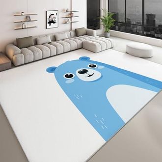 Generic Tapis pour Salon Antid&eacute;rapant 180 x 240 cm, Tapis Lavables &agrave; Poils Courts Minimaliste Dessin Anim&eacute; Animal Ours pour Cuisine Salle &agrave; Manger Bureau et C