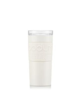 Bodum TRAVEL MUG Vakuum-Reisebecher, klein, 0,35 l, 12 oz, Edelstahl, schwarz lackiert, Farbe off white