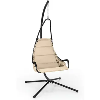 Costway Costway - Fauteuil Suspendu avec Support en Acier, Balan&ccedil;oire Suspendue avec Si&egrave;ge Rembourr&eacute; Extra Large, Chaise Hamac pour lInt&eacute;rieur et