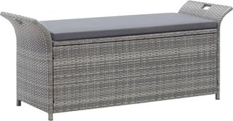 vidaXL Vidaxl - Sitzbank mit Stauraum und Kissen Grau 138 cm Poly Rattan