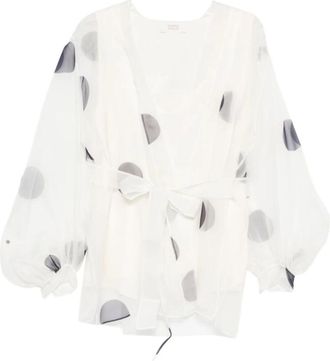 Marina Rinaldi Femme, Blouses et Chemises, Blanc, Taille: 44 FR Chemisier &agrave; pois