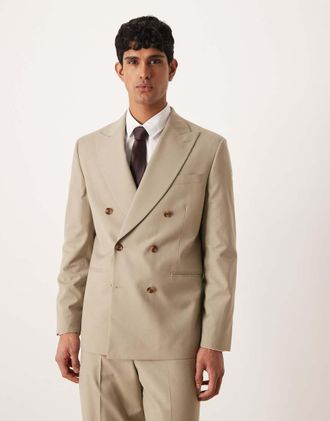 Asos Veste de costume standard &agrave; double boutonnage - Vert sauge