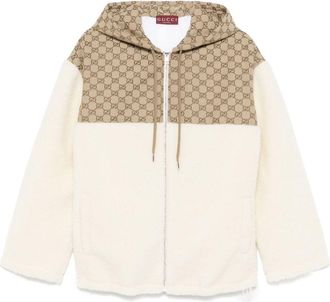 Gucci Fleecejacke mit GG-Intarsie - Nude