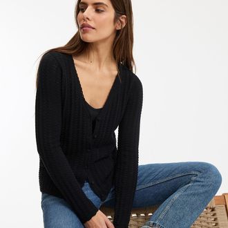 La Redoute Collections Cardigan Col V En Fine Maille Boutonn&eacute;