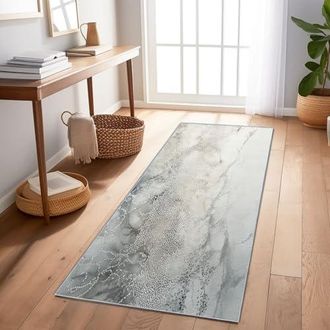 Generic Tapis Cuisine Devant evier, Gris Couloir Antiderapant - Aquarelle Hiver Flocons de Neige en Cristal de Glace Machine Doux, 60 x 120 cm Tapis Couloir p