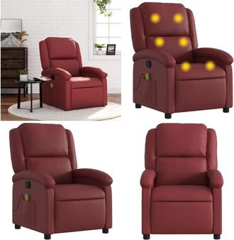 vidaXL Massagesessel Weinrot Kunstleder - Massage Sessel - Relaxsessel - TV-Sessel - Wohnzimmersessel - Leder Sessel - Home & Living