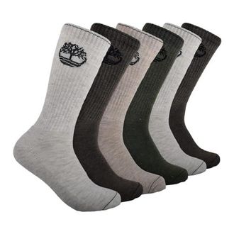 Timberland 6-Pack Crew Socks Chaussettes, Flocons davoine bruyère (Lot de 6), Homme