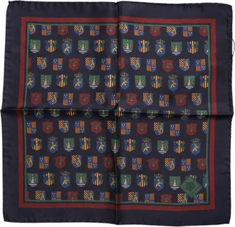 Dolce & Gabbana Mens Multicolor Medals Square Foulard Scarf Silk