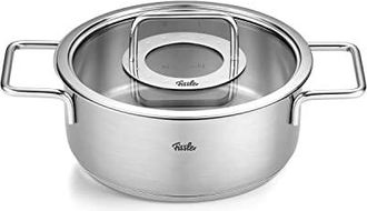 FISSLER Pure Collection/Edelstahl-Bratentopf (Ø 20 cm, 2,4L) Töpfe inkl. Metall-Deckel, Innen-Skalierung - Induktion