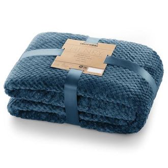 Decoking Kuscheldecke 220x240 cm Indigoblau Decke Microfaser Wohndecke Tagesdecke Fleece weich sanft kuschelig skandinavischer Stil dunkelblau Henry