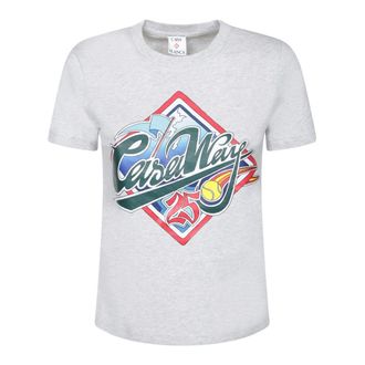 Casablanca Femme, Tops, Gris, Taille: 38 FR T-shirt blanc avec graphique Casa Way World