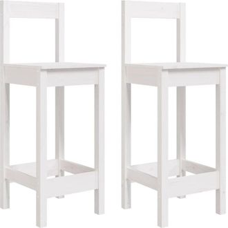 vidaXL Barst&uuml;hle 2 Stk. Wei&szlig; 40x41,5x112 cm Massivholz Kiefer - Vidaxl