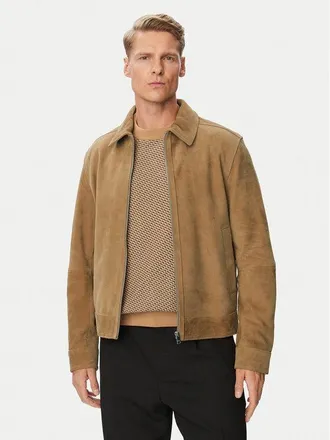 HUGO BOSS Lederjacke H-Malbano7 50563869 Dunkelbeige Regular Fit