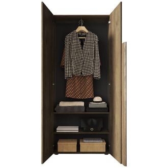 Dmora Garderobenschrank 2 T&uuml;ren Pompei, Kleiderschrank Schlafzimmer, 2 Ablagen Made in Italy, Standard&ouml;ffnung, 78x187h cm Nussbaum Braun