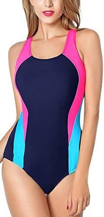 Feoya Femme Une pièce Athletic Racerback Maillot de Bain Sport Modest Rose 4 3XL