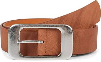 styleBREAKER ceinture unisexe unie avec grande boucle rectangulaire, longueur ajustable 03010100, taille:85cm, couleur:Fauve