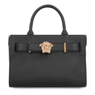 Versace Femme, Sacs, Noir, Taille: ONE Size Sac Fourre-Tout en Cuir avec Plaque Méduse