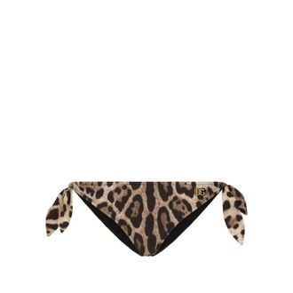 Dolce & Gabbana Femme, Maillots de bain, Brun, Taille: 42 FR Bas de bikini &agrave; nouer imprim&eacute; l&eacute;opard