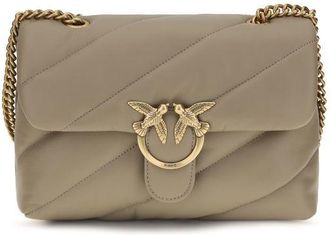 Pinko Graue Kalbsleder Bos Taurus Schultertasche