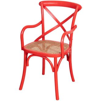 Biscottini International Vintage-Thonet-Stuhl aus Holz und Rattan, 43x50x89 cm, rustikaler Sessel mit Armlehnen, K&uuml;chen-Esszimmerstuhl, moderner Stuhl