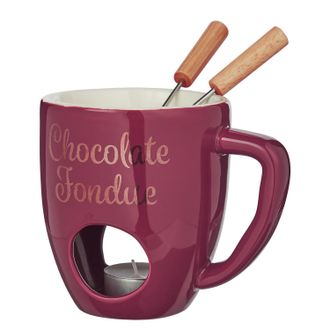 Butlers Schokofondue Tasse 200ml Teelichthalter, Schokoladenfondue 2 Personen Fondue-Set Porzellan -CHOCOLATE FONDUE Tasse zum Schokolade Schmelzen Weihnachte