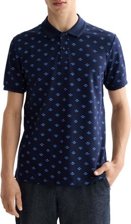 Scotch & Soda Herren All Over Print Shirt Polohemd, Micro Diamond Peacoat AOP, L EU