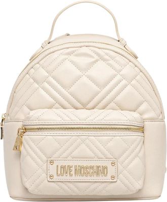 Love Moschino Femme, Sacs, Beige, Taille: ONE Size Logo Quilted Backpack