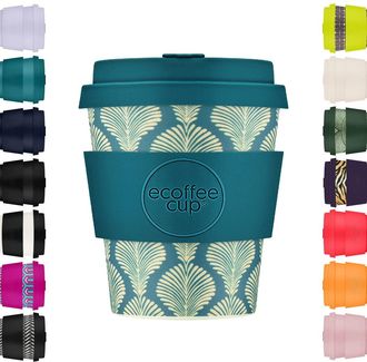 Ecoffee Cup 8oz 240ml Ecoffee Cup Wiederverwendbare umweltfreundliche 100% pflanzliche Kaffeetasse mit Silikondeckel und Hülle - Melaminfreie und biologisch abbau