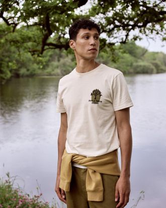 Faguo T-shirt &eacute;cru sun and trees coton