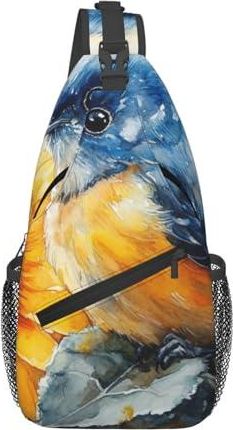 Generic Sac &agrave; bandouli&egrave;re chrysanth&egrave;mes et oiseaux - Sac &agrave; bandouli&egrave;re de voyage pour homme - Sac &agrave; dos de randonn&eacute;e