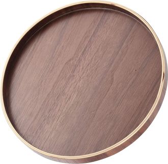 ZJchao Rundes Serviertablett aus Holz f&uuml;r Lebensmittel und Obst zu Hause, in der K&uuml;che und Im Hotel (24 cm gro&szlig;e walnussfarbene Scheibe)