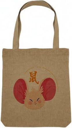 Fabulous Sac Shopping Tote Bag Aspect Lin - Rat Illustration Zodiaque Chinois Dessin Illustration Horoscope Animal - Sac de Courses Toile Epaisse 360g Beige Na