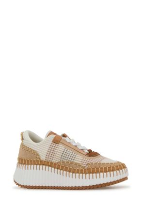 Chlo&eacute; Mixed-Material Low-Top Sneaker - Brown
