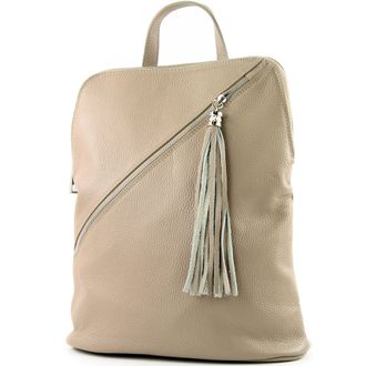 modamoda.de T161 Damen Leder Rucksack Handtasche handmade in Italy, Farbe:Beige2021