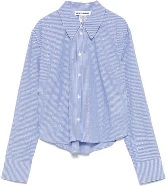 DKNY chemise en popeline &agrave; rayures - Bleu