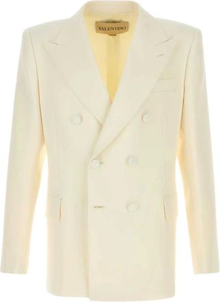 Valentino Garavani Homme, Costumes, Blanc, Taille: L Blazer Crois&eacute; en Laine
