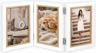 Matches 21 3er Bilderrahmen 10x15 cm Wei&szlig;, Holzrahmen mit Glas - Dekorativer Fotorahmen zum Aufstellen