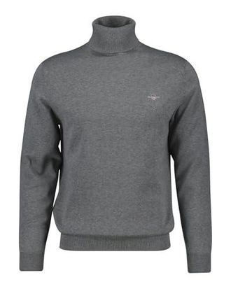 GANT Col roulé Classique en Coton Pull-Over, Gris foncé mélangé, L Homme