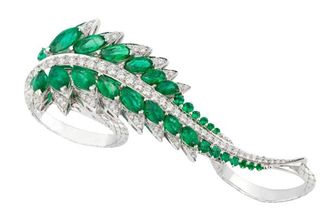 Stephen Webster Emerald Plumage Side Sweep Ring Size M